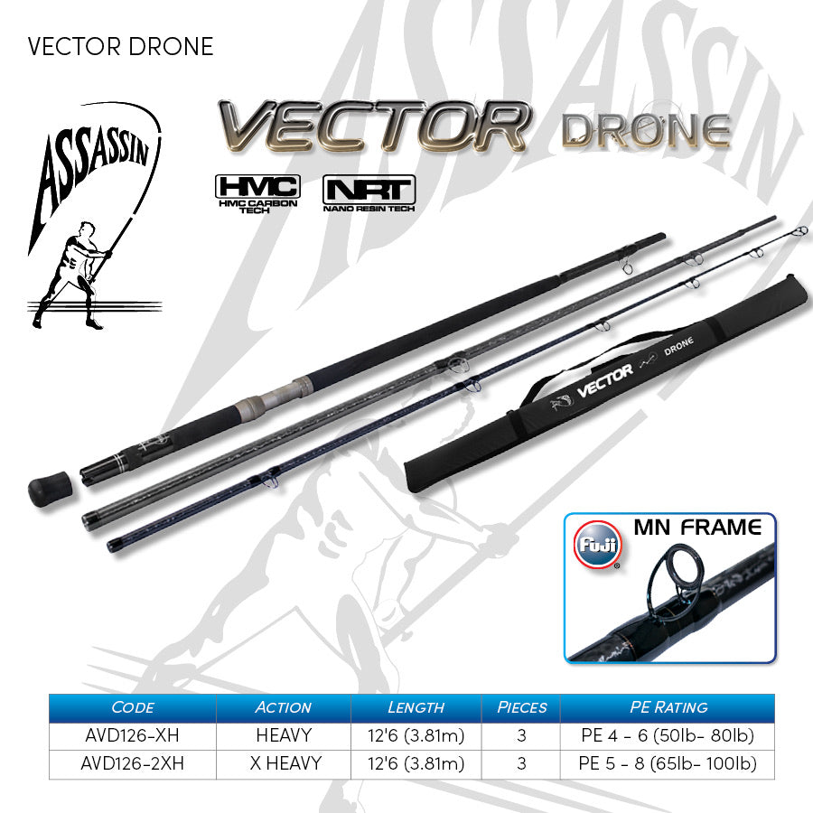 Assassin Vector drone 12’6” rod – Drone Fishing HQ
